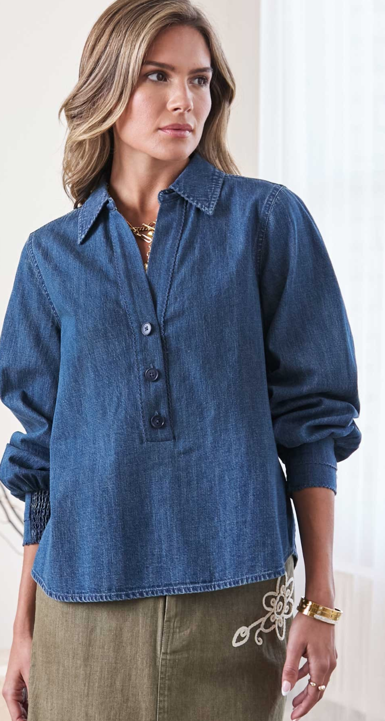 Montana Denim Pull Over Top in Dark Wash– LADYCO